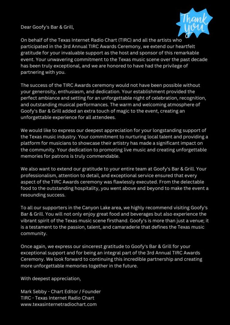 3RD ANNUAL TEXAS INTERNET RADIO CHART AWARDS CELEBRATE EXCELLENCE IN ...